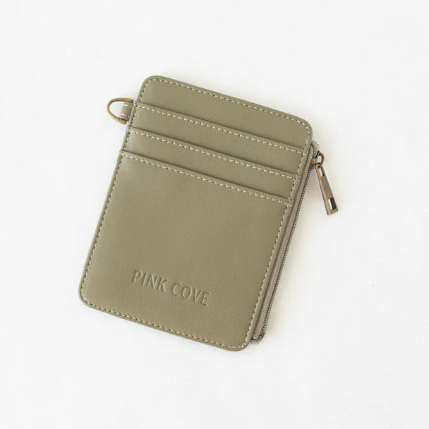 Lauren Wallet | Matcha Vegan Leather Slim Zip Card Holder RFID – PINK COVE